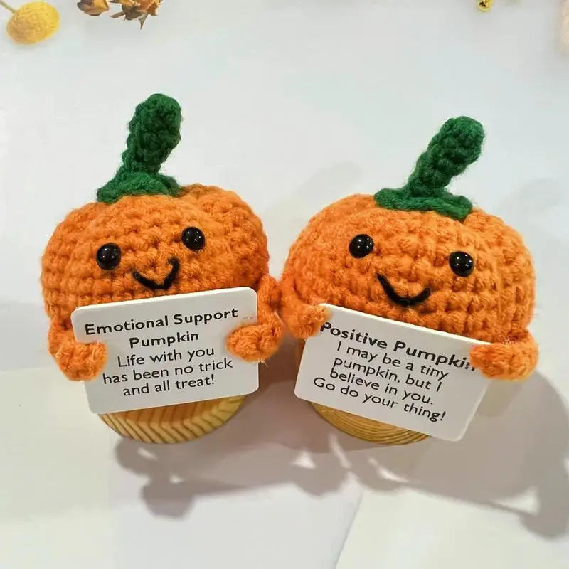 Positive Crochet Pumpkin – Cute Emotional Support Plush | Halloween Fa ...